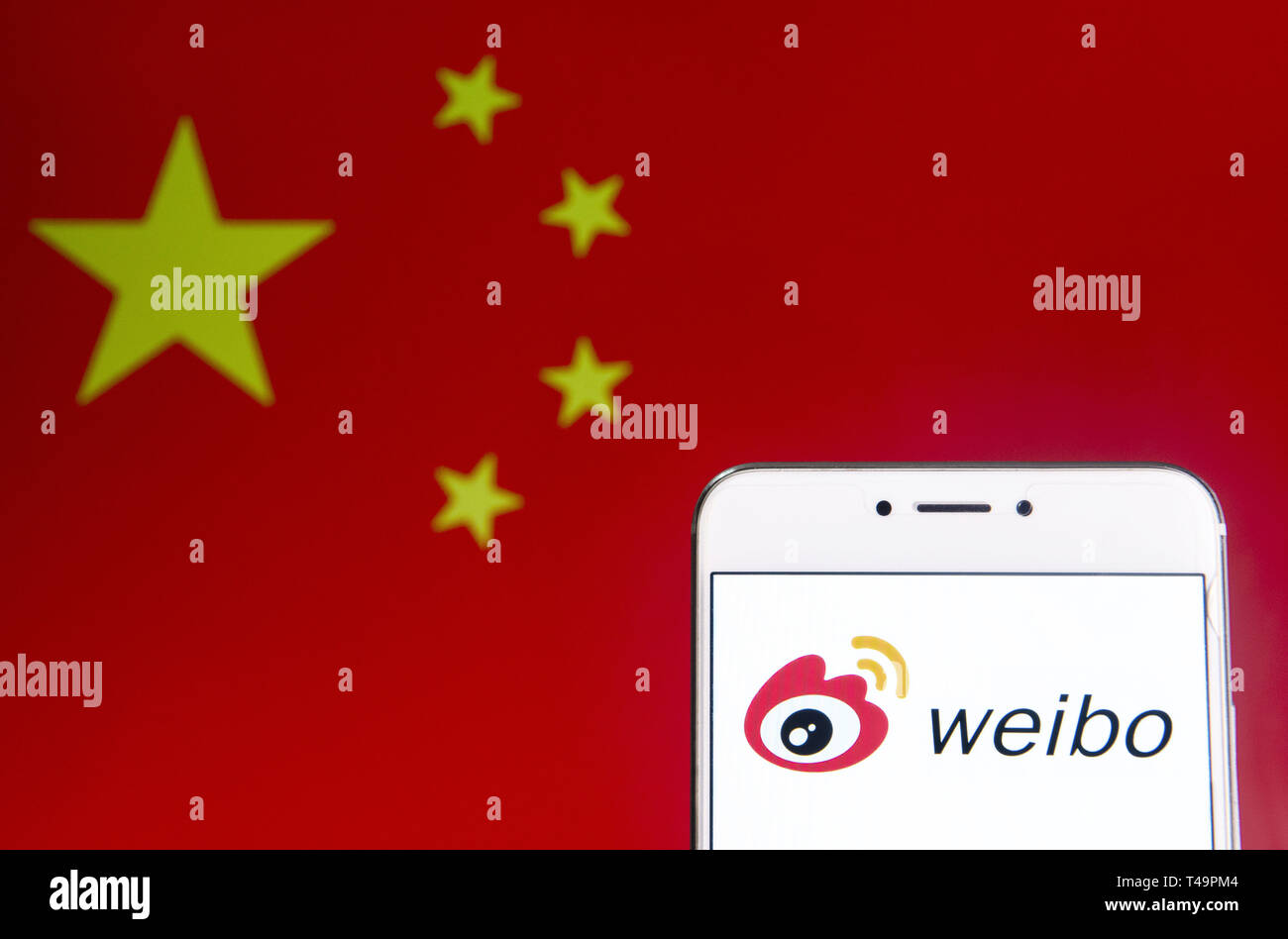 Hong Kong. 6th Apr, 2019. In this photo illustration a Chinese social media platform Weibo logo ...