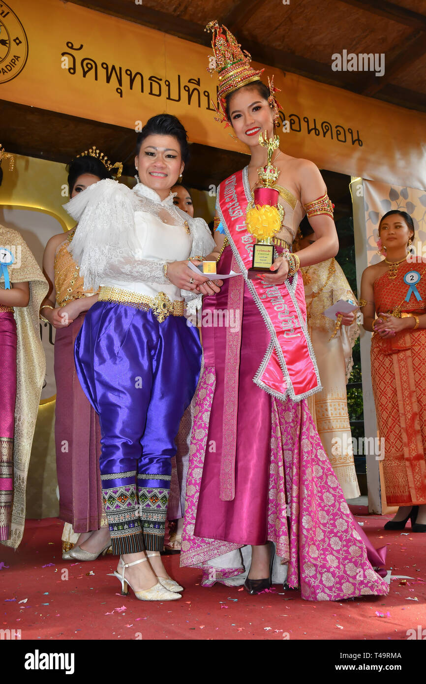 London, UK. 14th Apr, 2019. Winner of Miss Songkran London 2019 ...