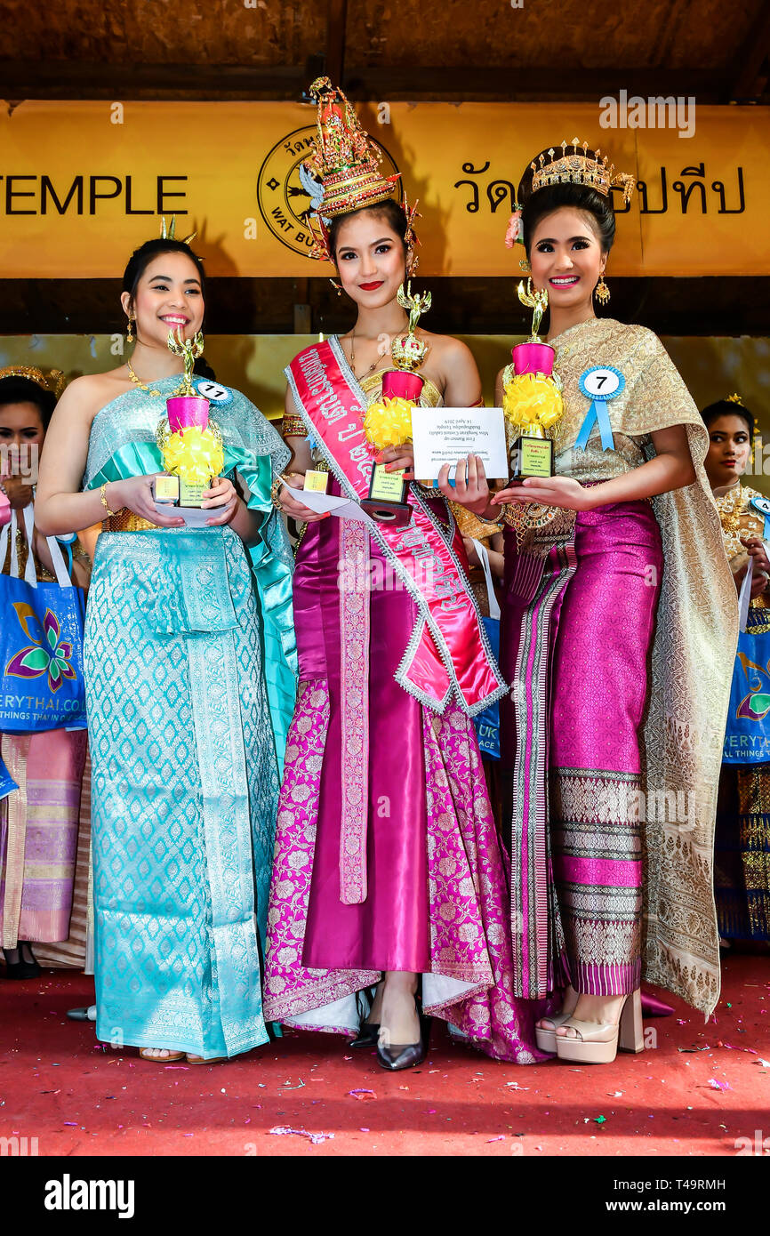 London, UK. 14th Apr, 2019. Winner of Miss Songkran London 2019 ...