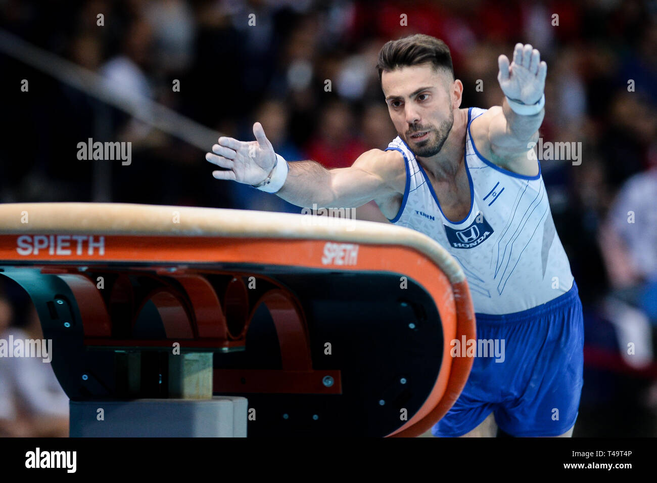 Andrey Medvedev from Israel seen in action during the Apparatus Finals ...