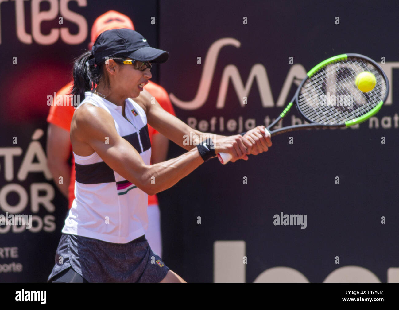 April 14, 2019 - Astra Sharma hits a forehand blow against Amanda ...