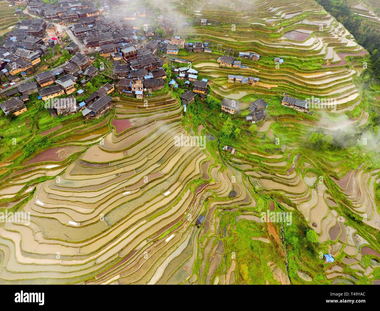 Congjiang, Congjiang, China. 15th Apr, 2019. Congjiang, CHINA-Aerial ...