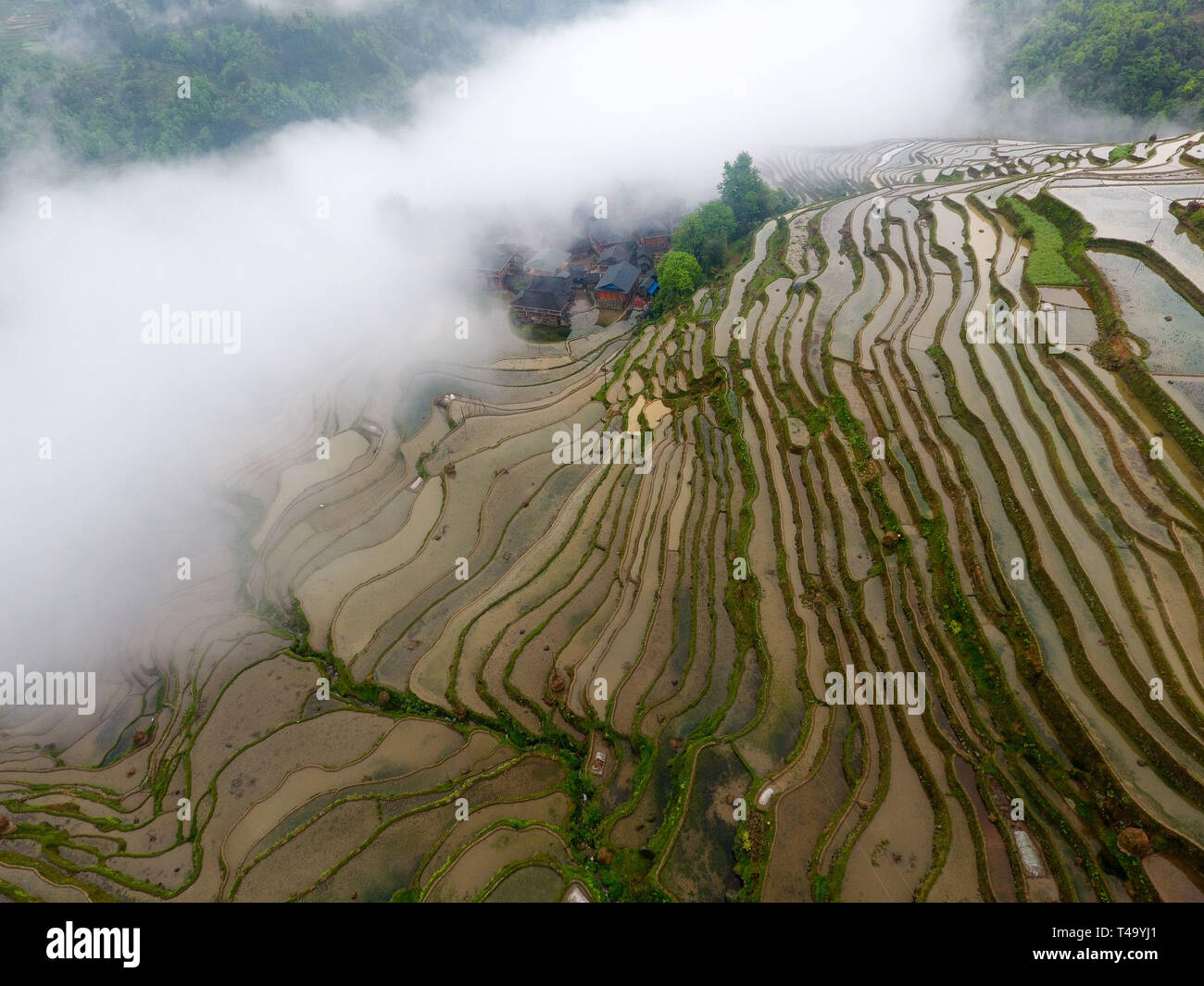 Congjiang, Congjiang, China. 15th Apr, 2019. Congjiang, CHINA-Aerial ...