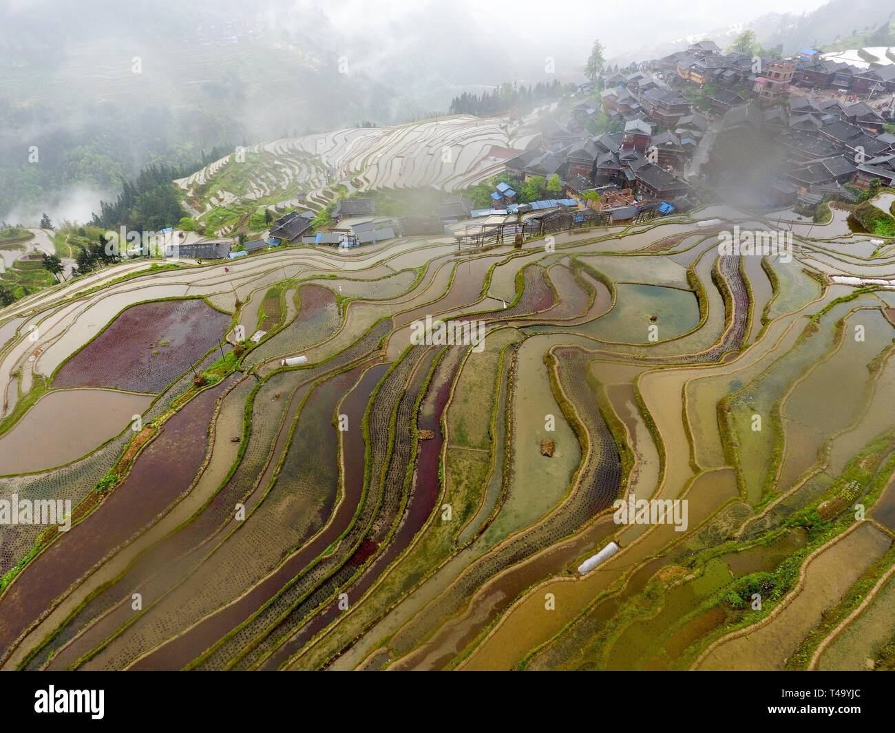Congjiang, Congjiang, China. 15th Apr, 2019. Congjiang, CHINA-Aerial ...