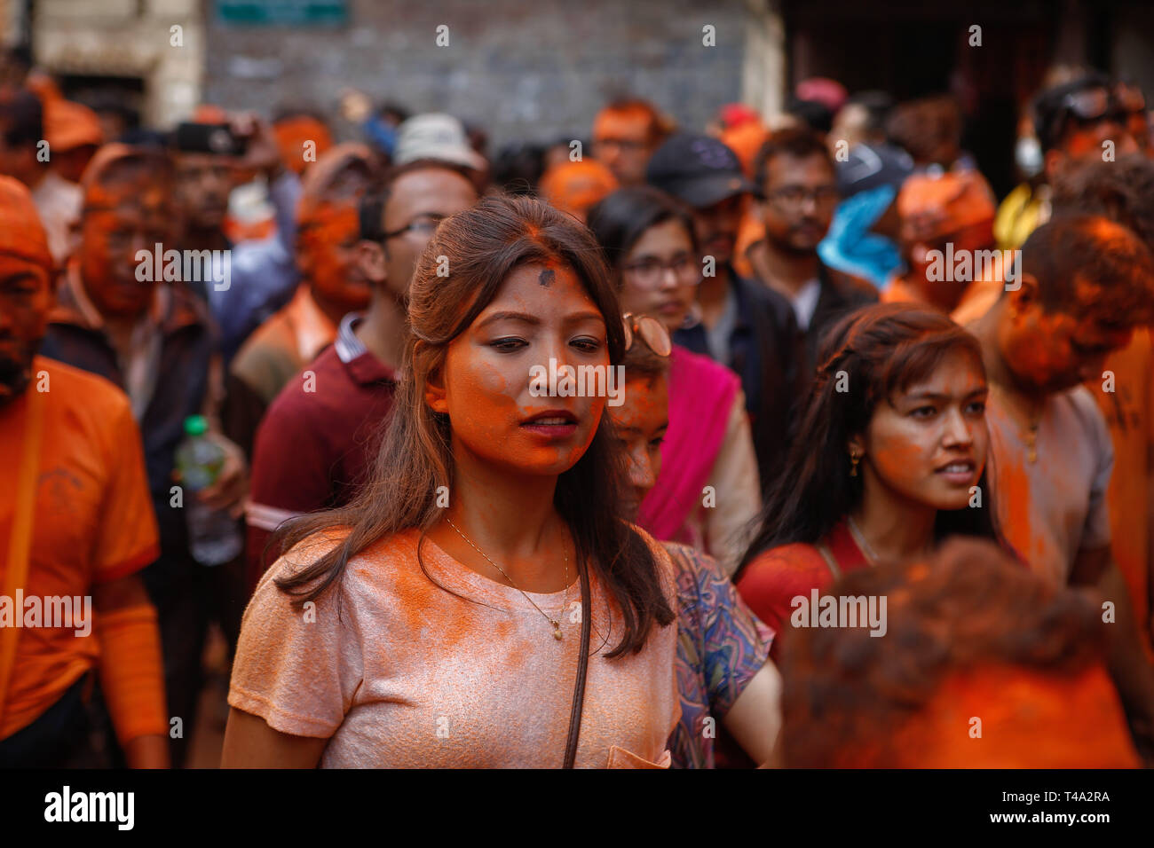 A devotee smeared in vermillion powder seen participating during the ...
