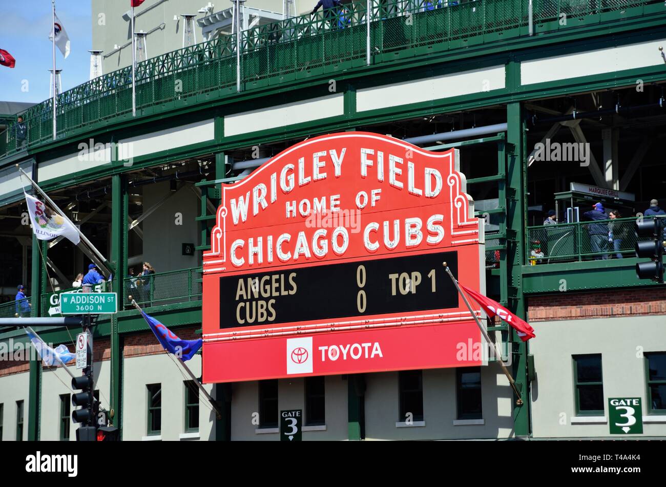 Chicago, Illinois, USA. The famous and classic red marquee above the ...