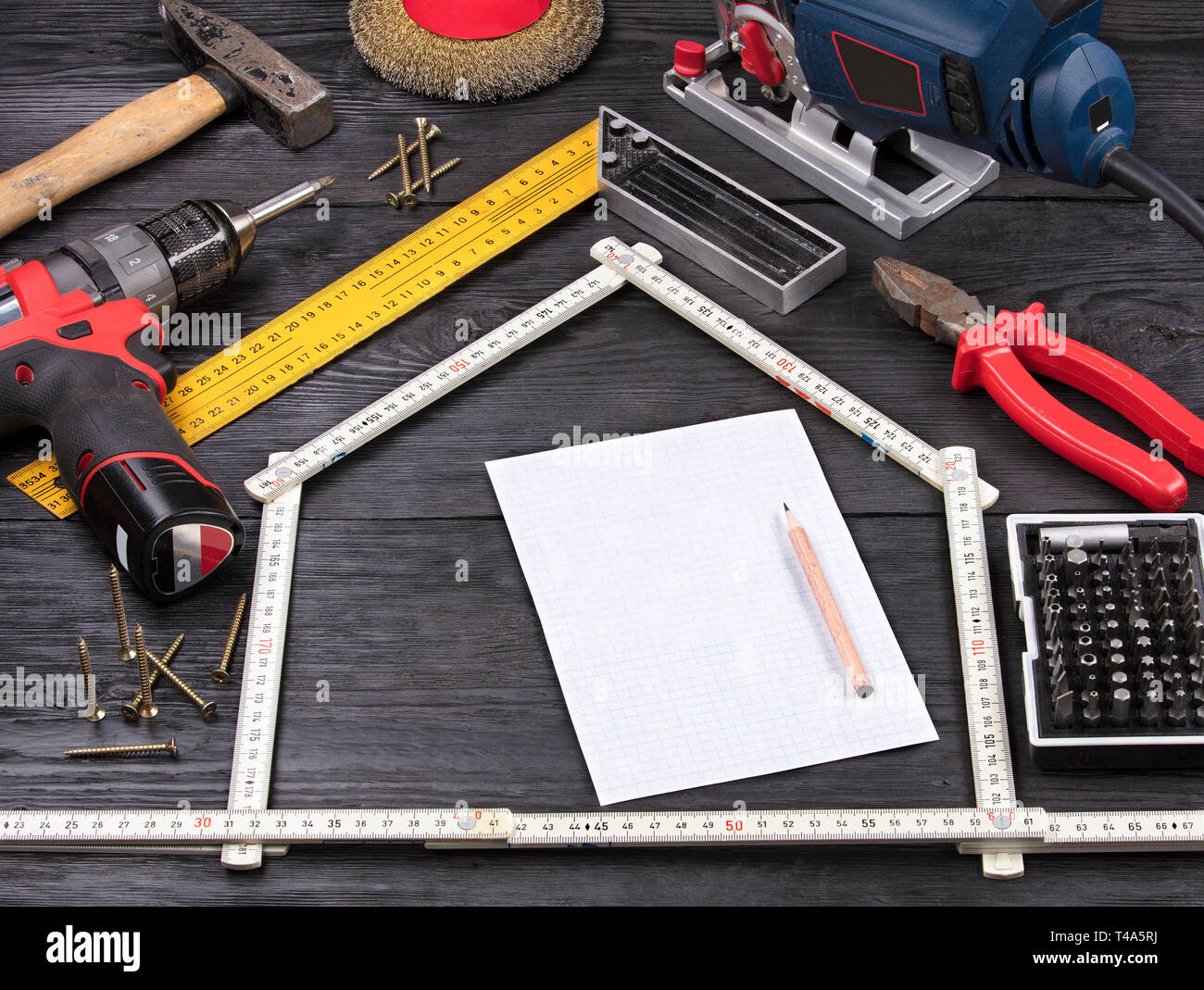 white sheet in a cell for writing with a pencil on the background of a ...