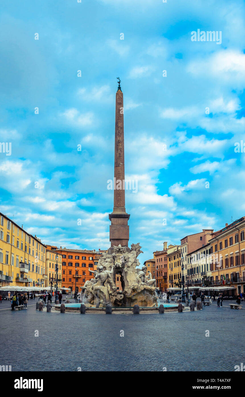 Navona square (Piazza Navona), the famous square with the wonderful ...