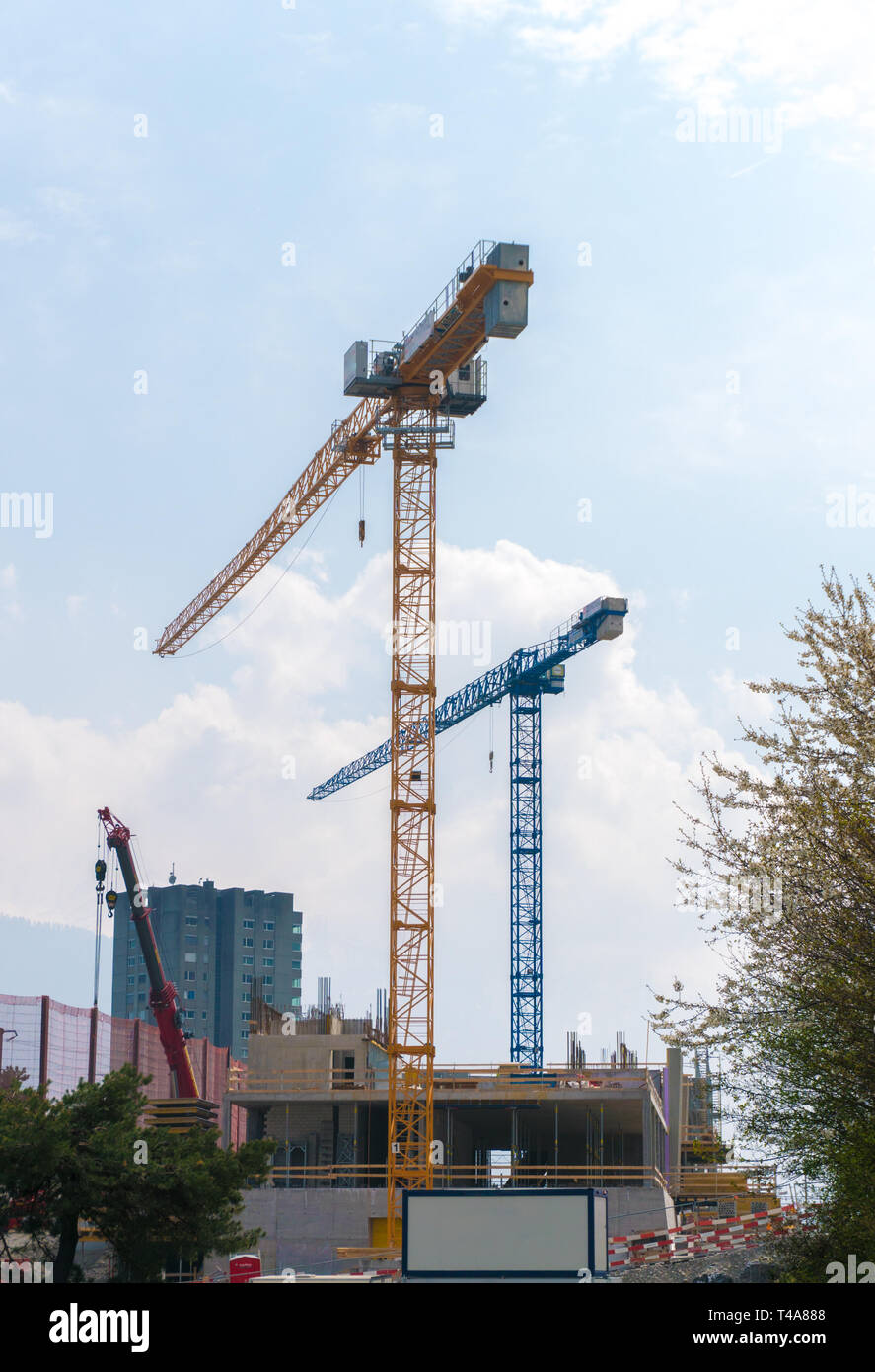 Landquart, GR / Switzerland - April 13, 2019: building site for new ...