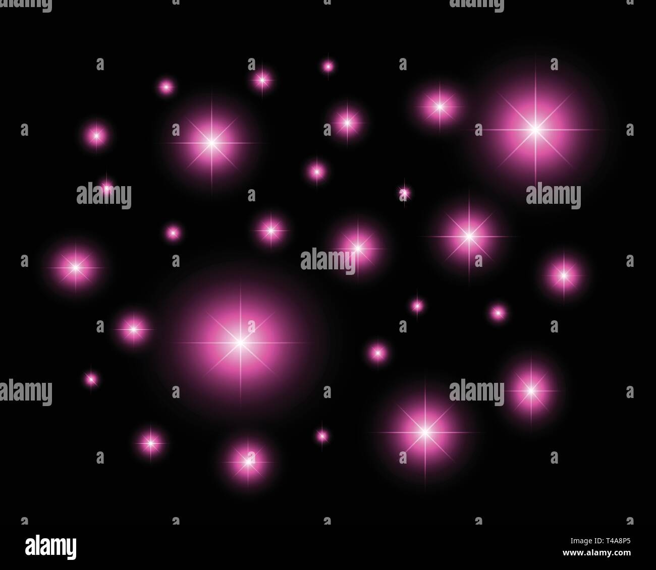 Glitter effect with black isolated background. Pink magic shine ...