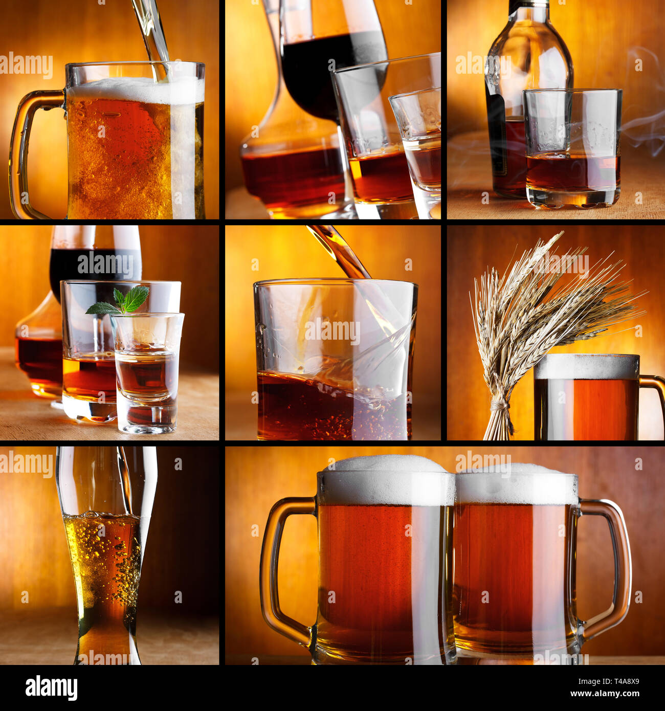 Beautiful alcohol drinks collage Stock Photo - Alamy