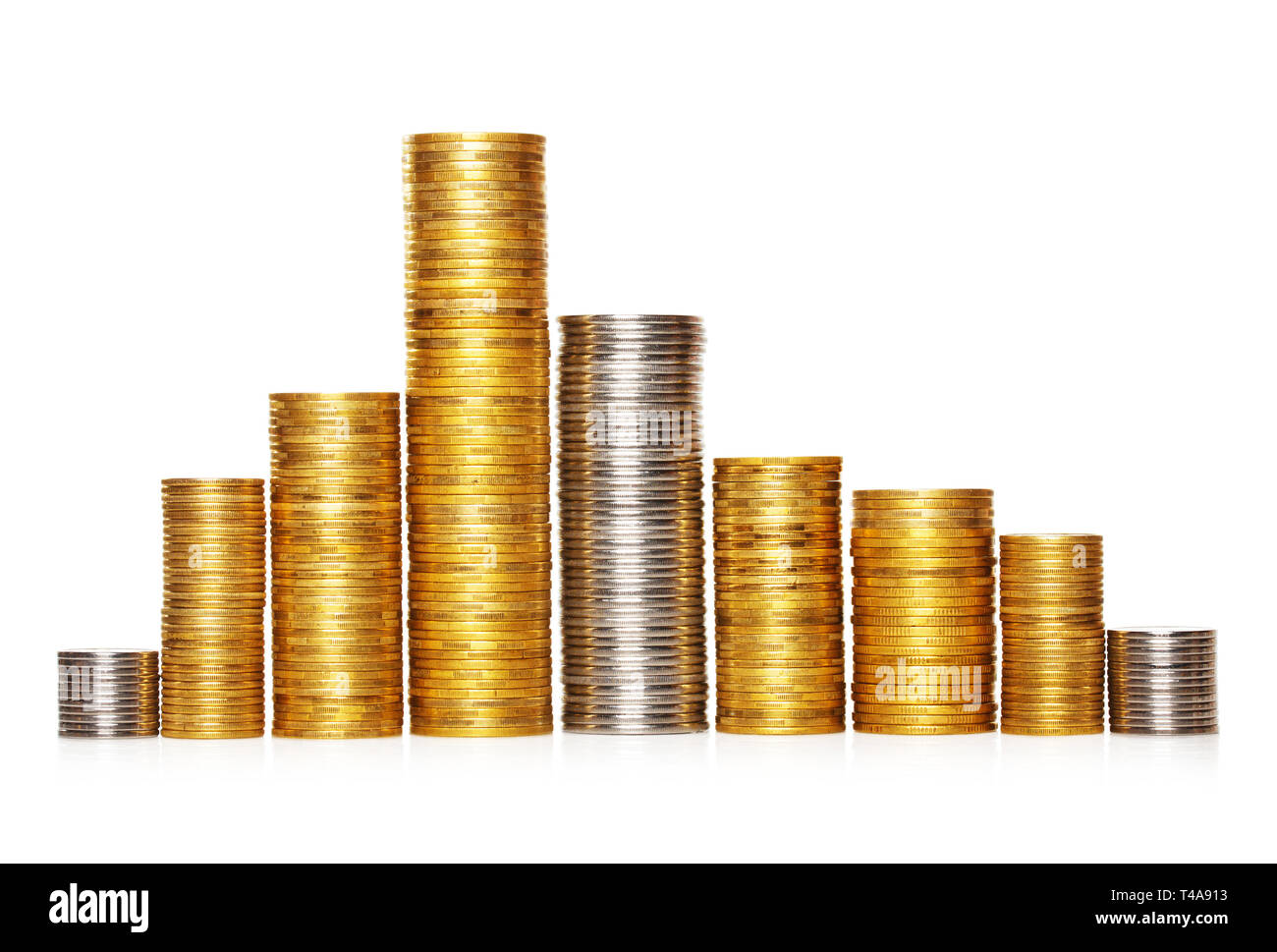 Stack of coins placed as diagram Stock Photo - Alamy