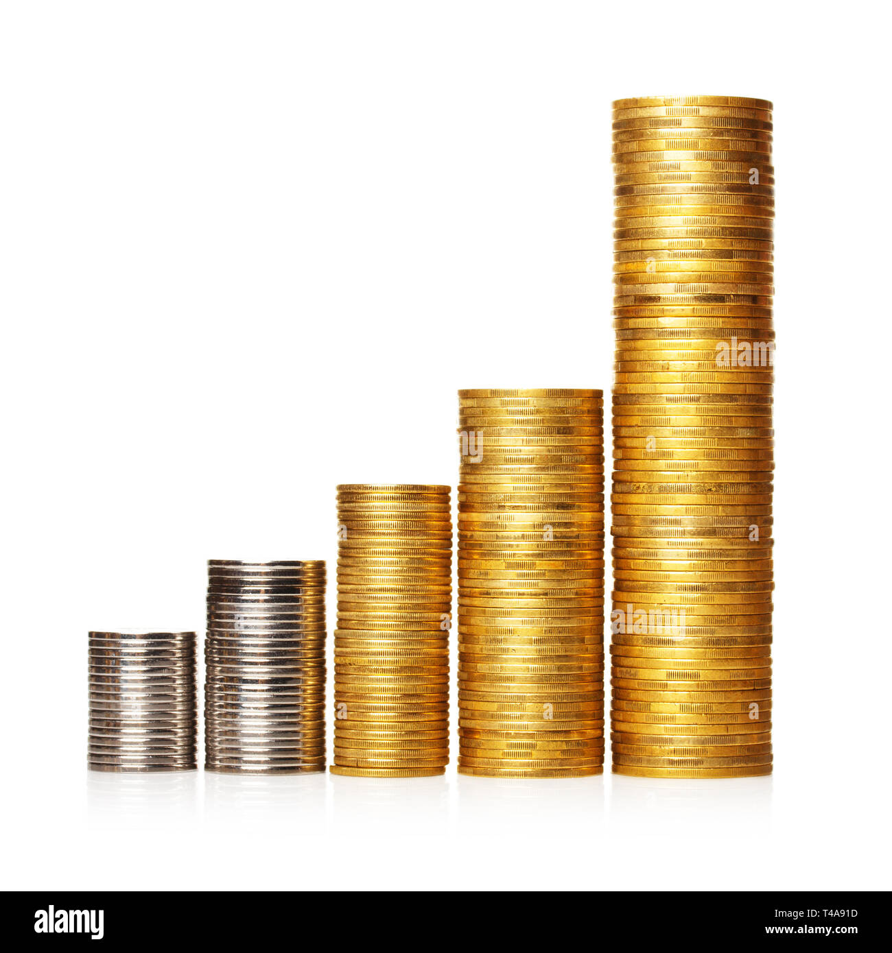 Stack of coins placed as diagram Stock Photo - Alamy