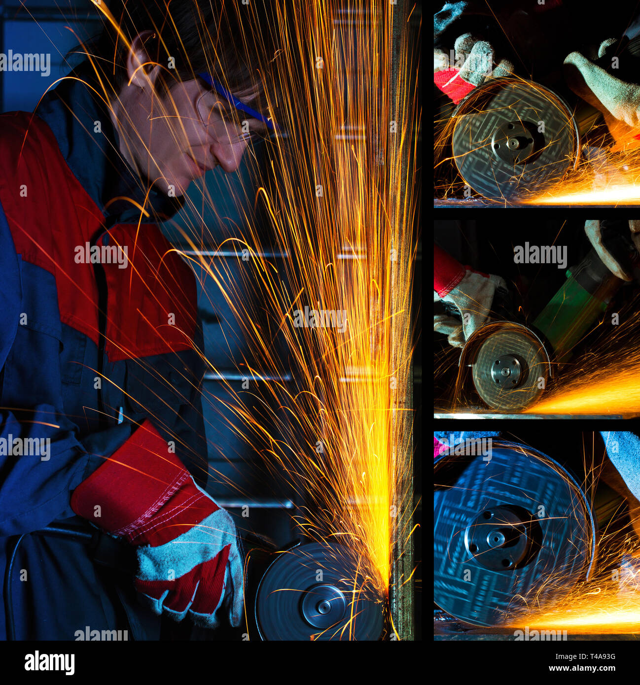 Grinding iron collage Stock Photo - Alamy