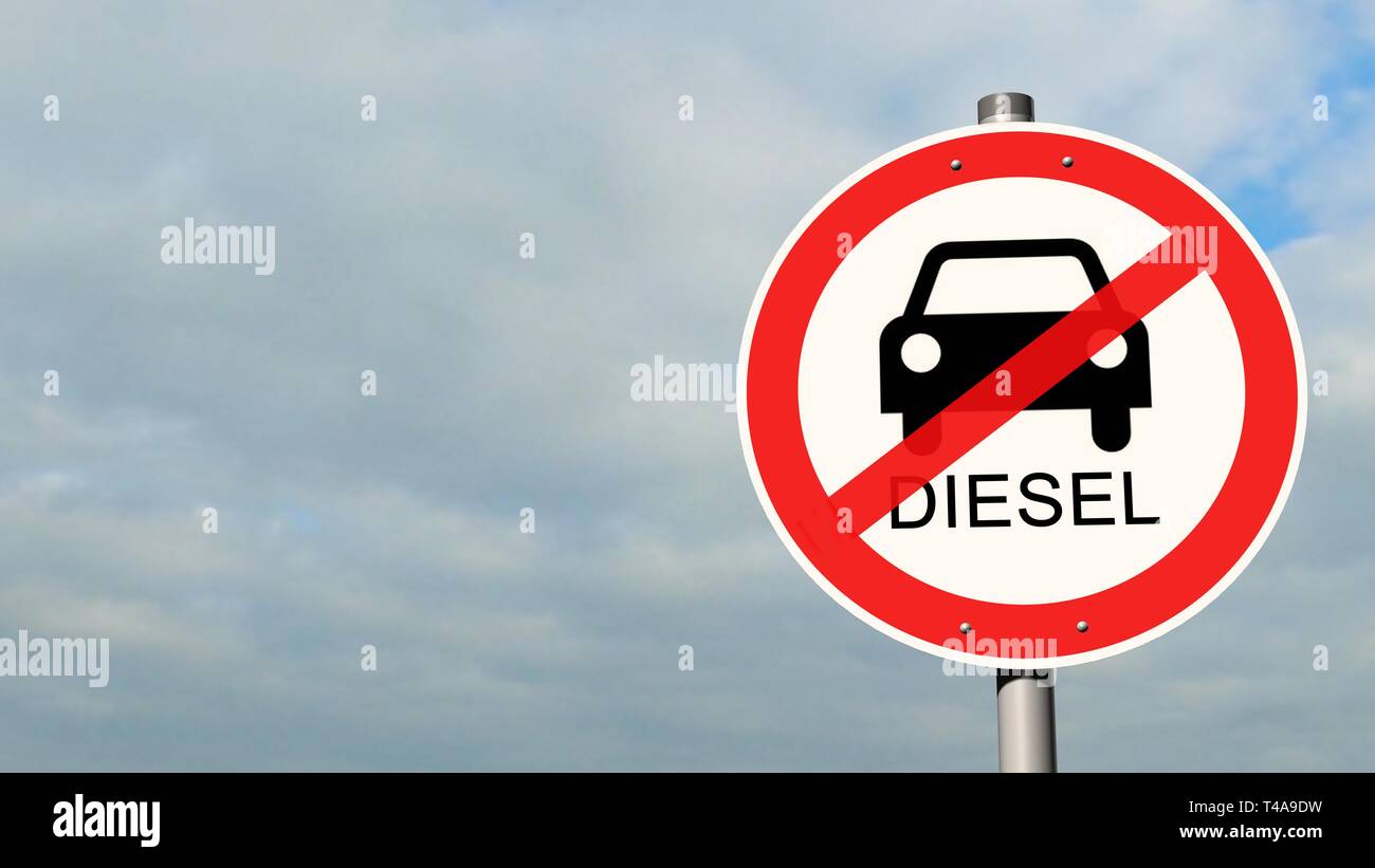 street sign diesel driving ban in germany Stock Photo - Alamy