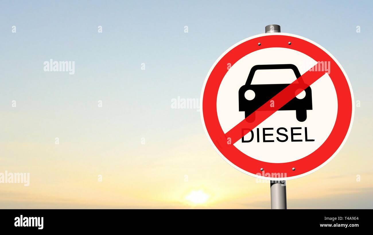 street sign diesel driving ban in germany Stock Photo - Alamy