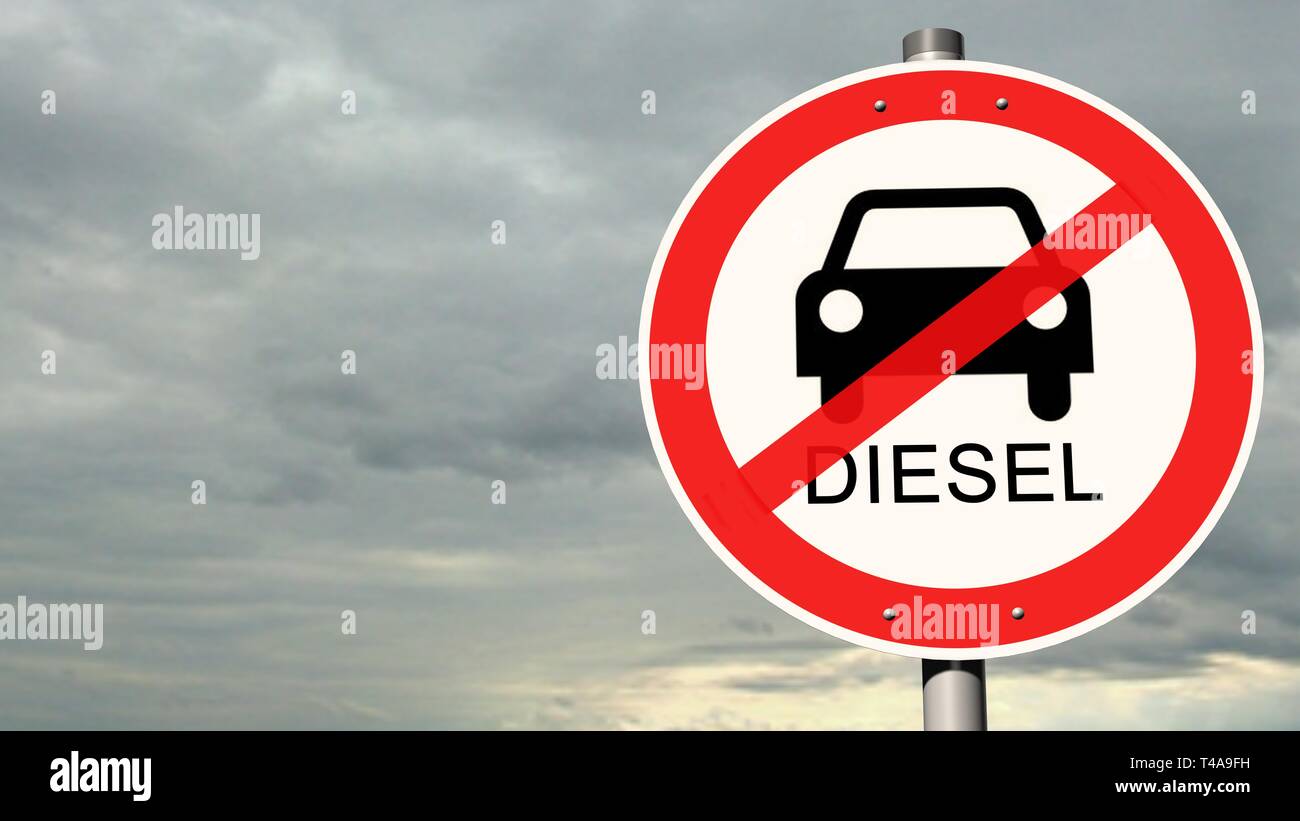 street sign diesel driving ban in germany Stock Photo - Alamy