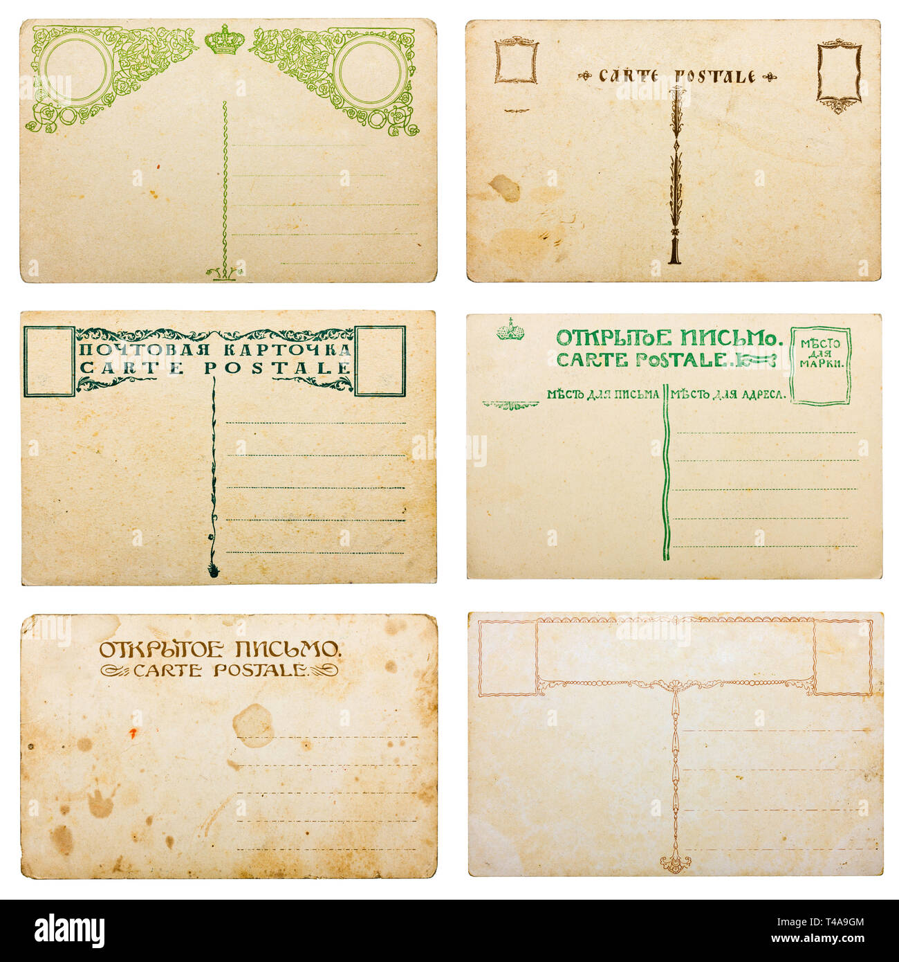 Collection of blank vintage postcards, isolated on white Stock Photo ...