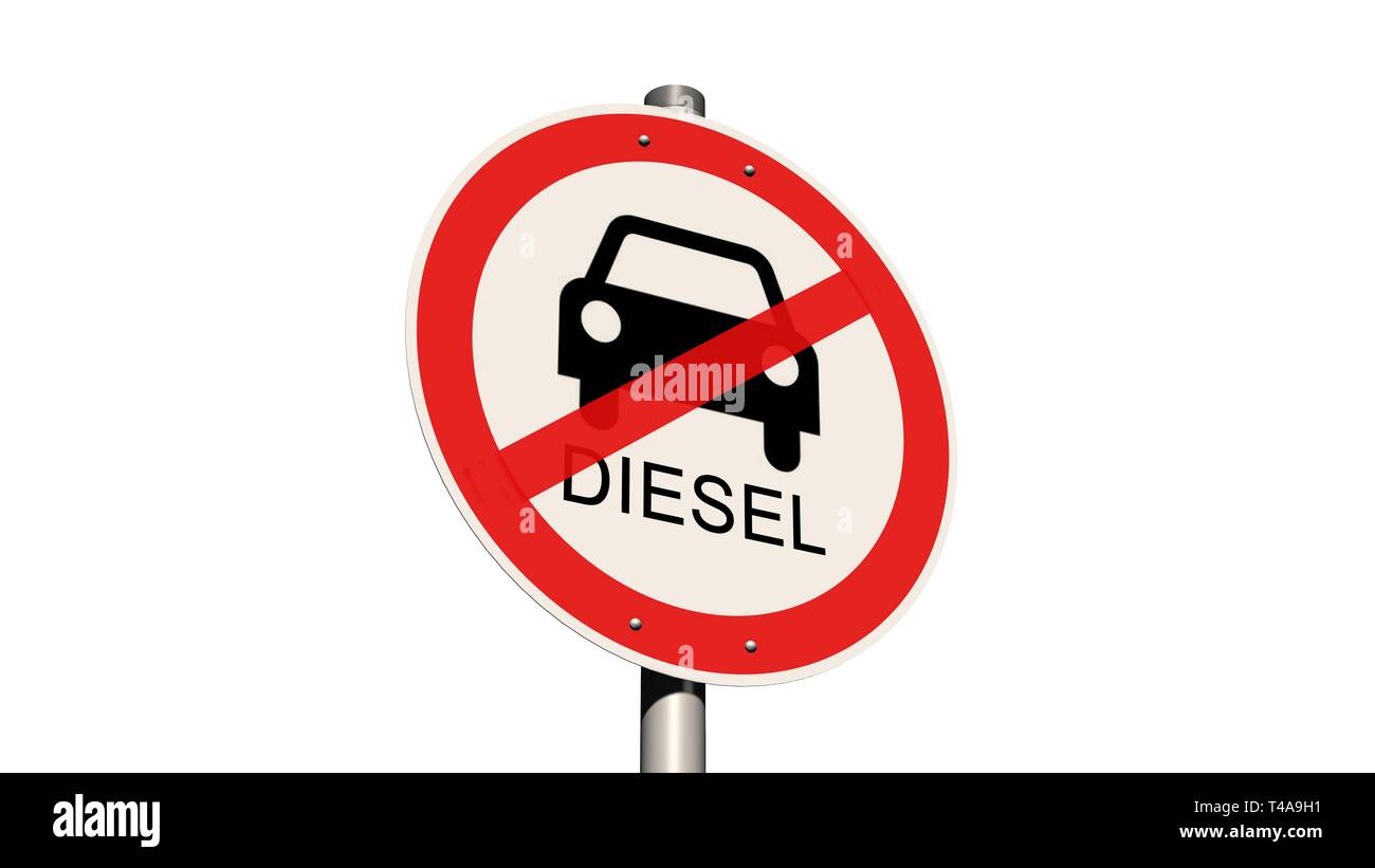 street sign diesel driving ban in germany isolated on white Stock Photo ...