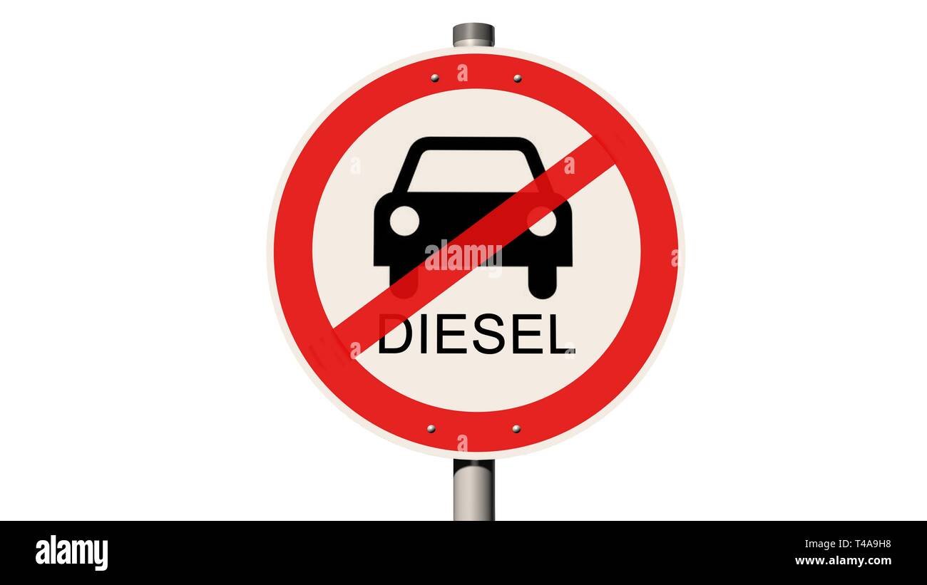 street sign diesel driving ban in germany isolated on white Stock Photo ...