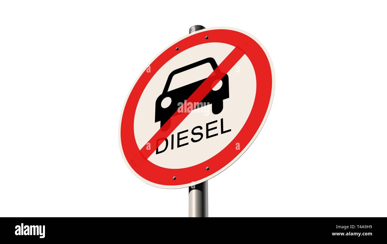 street sign diesel driving ban in germany isolated on white Stock Photo ...