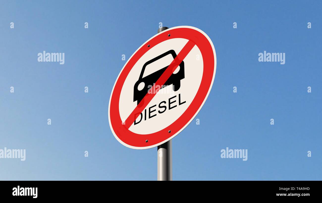 street sign diesel driving ban in germany Stock Photo - Alamy