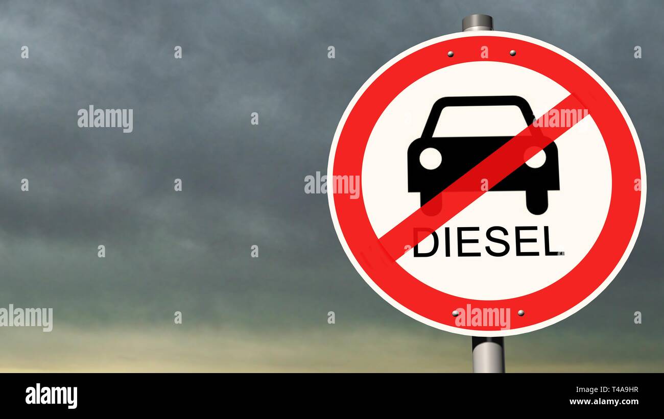 street sign diesel driving ban in germany Stock Photo - Alamy