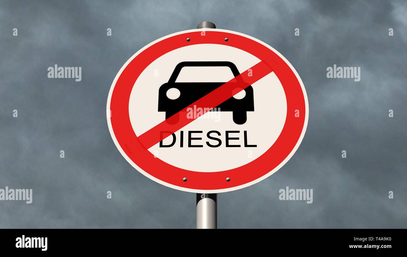 street sign diesel driving ban in germany Stock Photo - Alamy