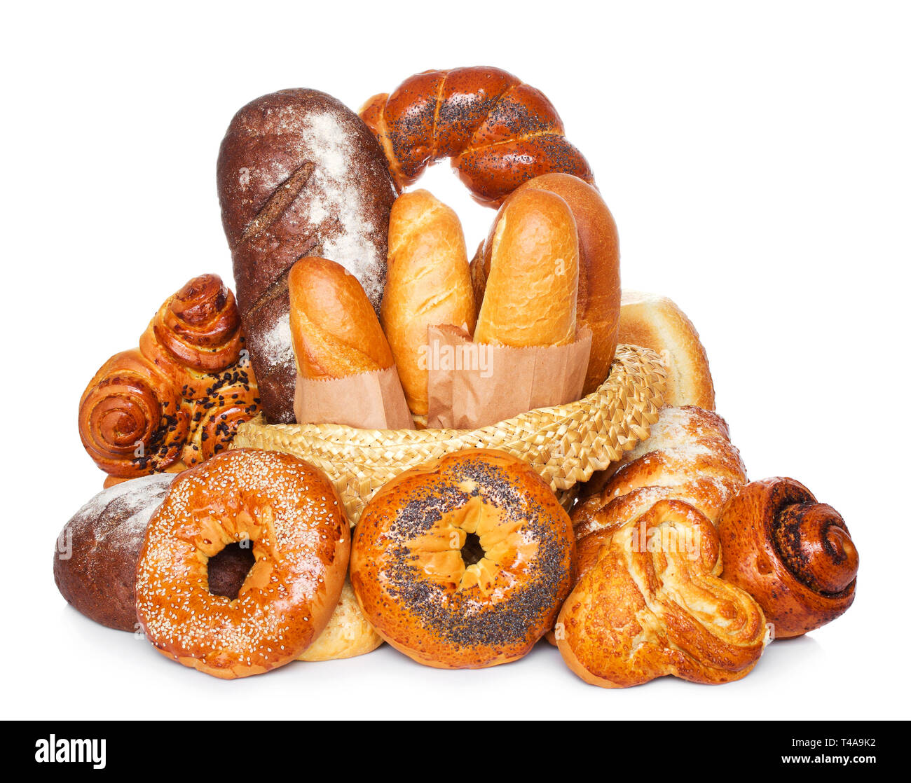 Assortment of bread isolated on white Stock Photo - Alamy