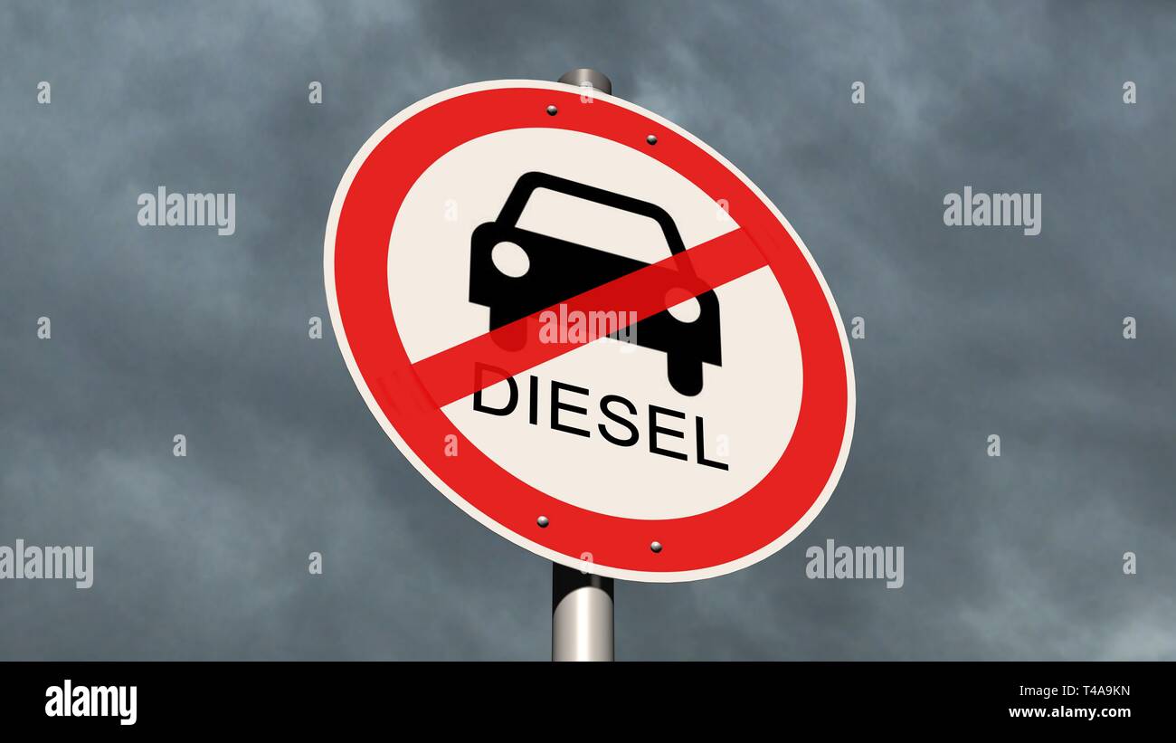street sign diesel driving ban in germany Stock Photo - Alamy