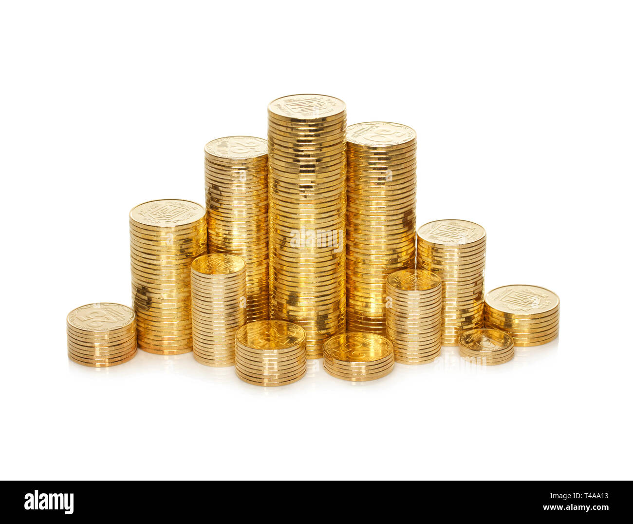 Stack of shiny new golden ukrainian coins Stock Photo - Alamy