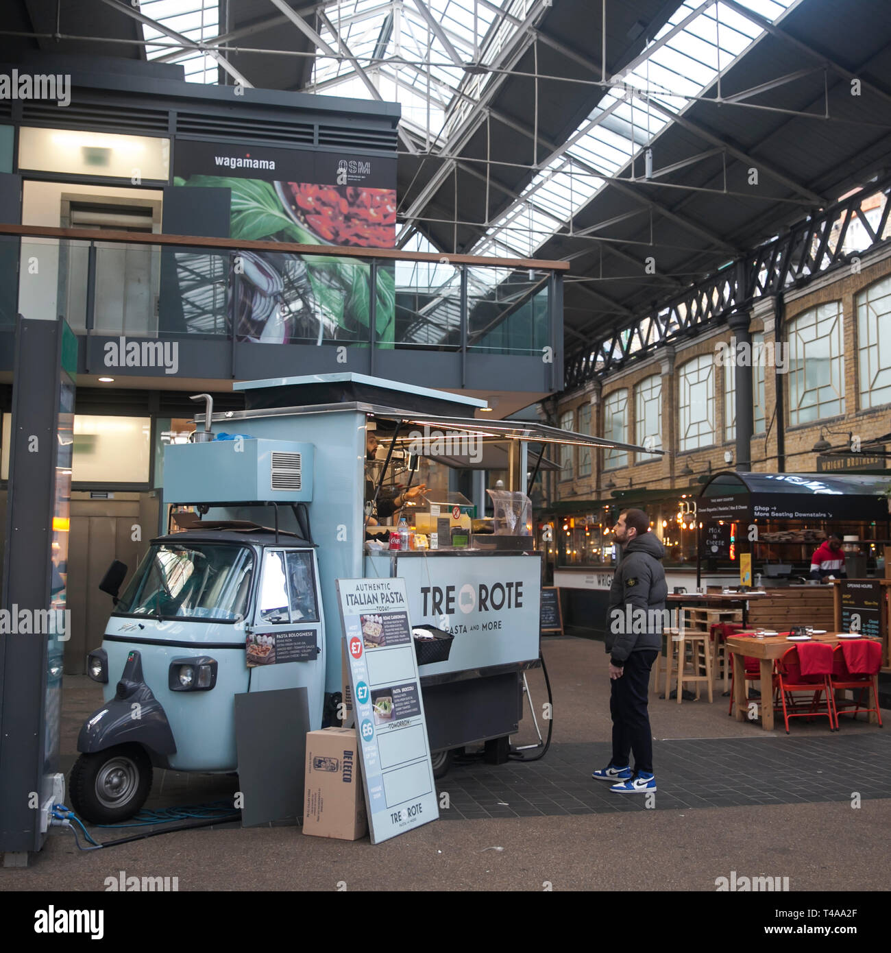 LONDON - FEBRUARY 17, 2019: A view of a food market in Spitalfields ...