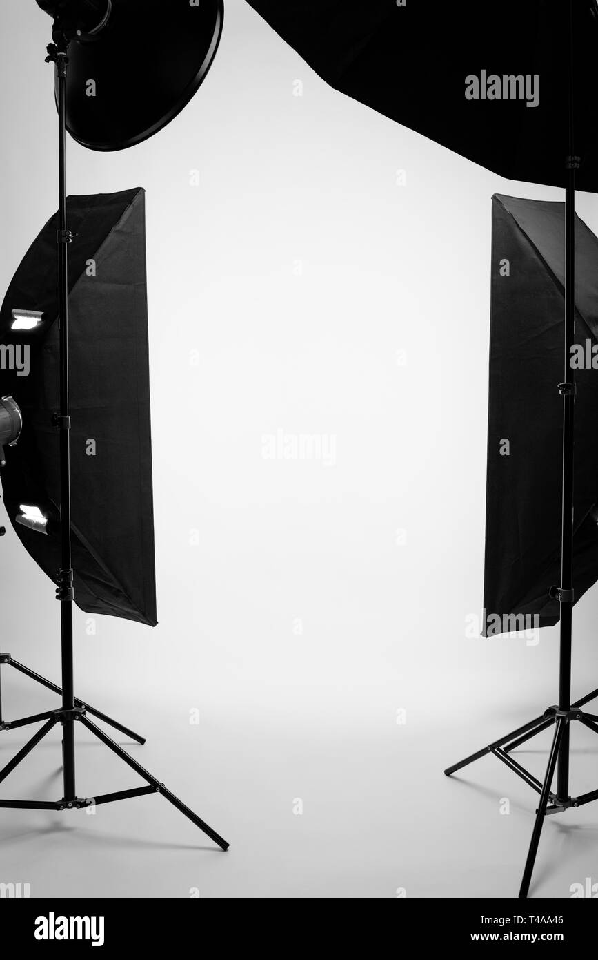 Flashes on a white background in the studio, there are no people in the ...
