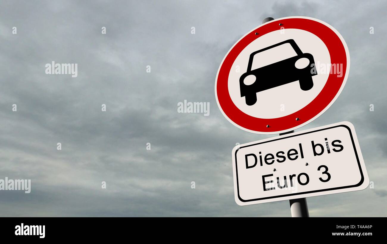 street sign diesel driving ban in germany Stock Photo - Alamy
