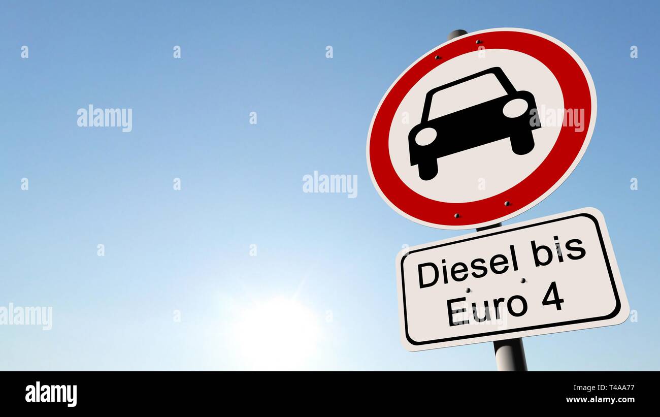 Diesel driving ban Euro 4 - german road sign with the german text ...