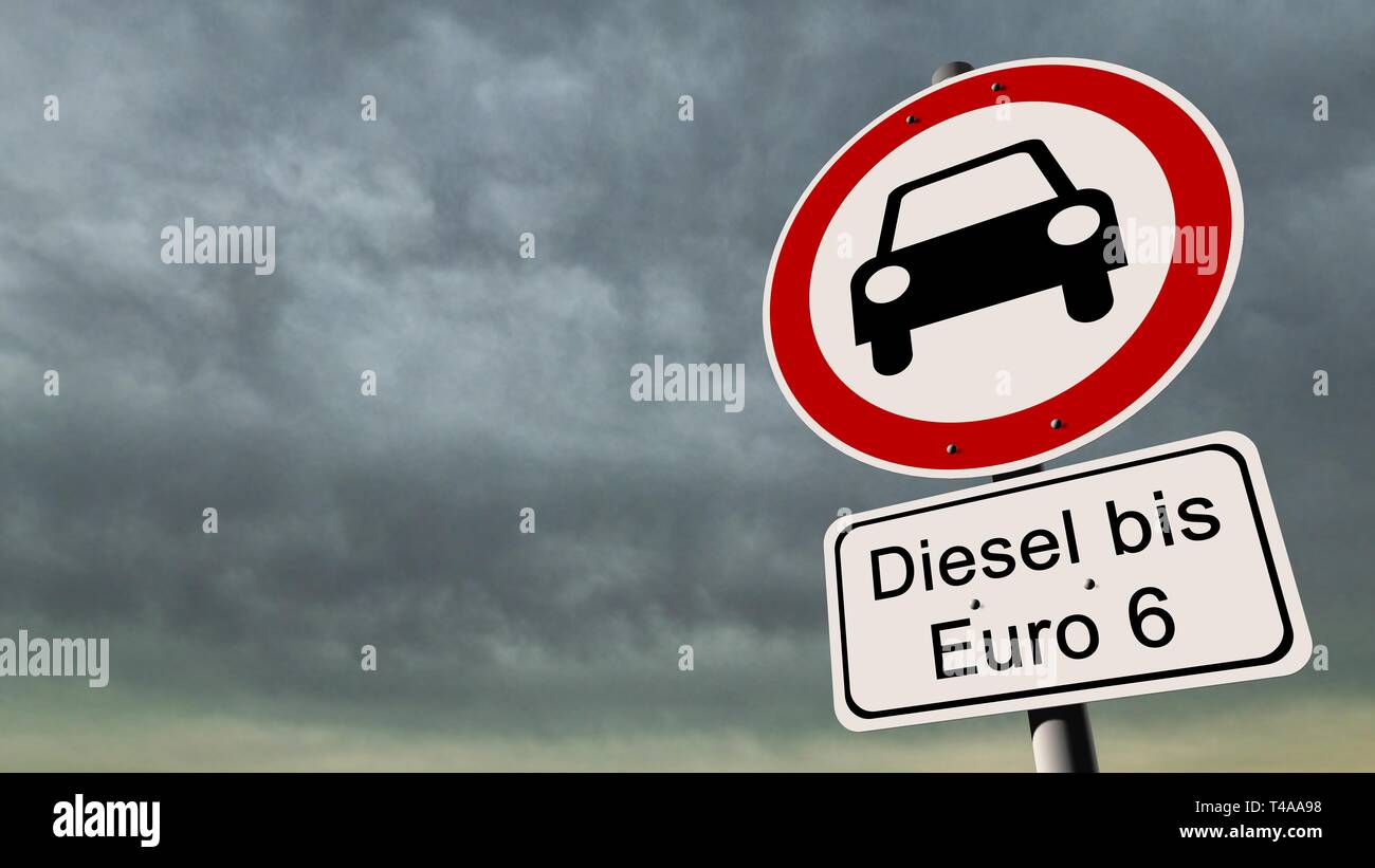 Diesel driving ban Euro 6 - german road sign with the german text ...