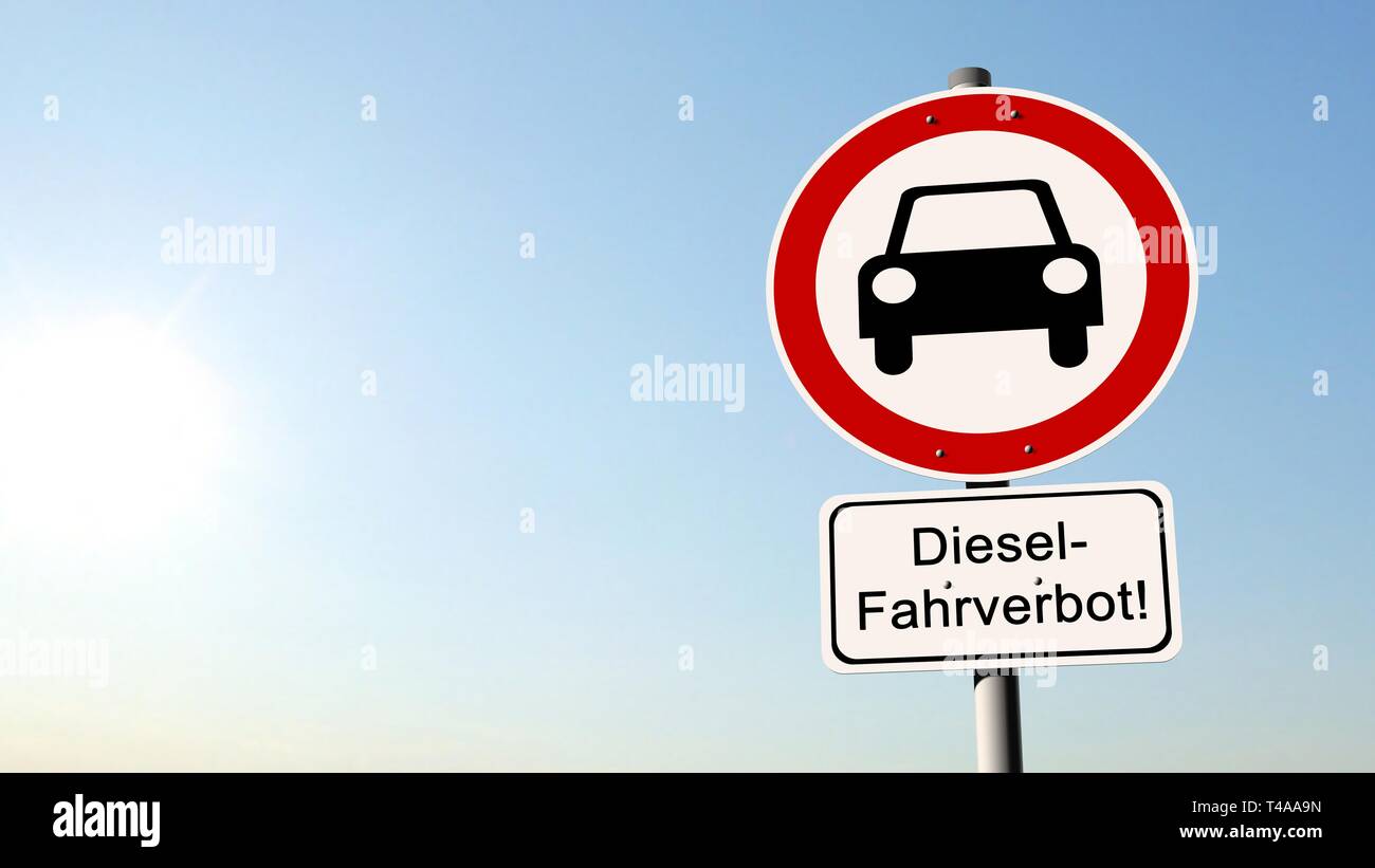 diesel driving ban street sign in germany Stock Photo - Alamy