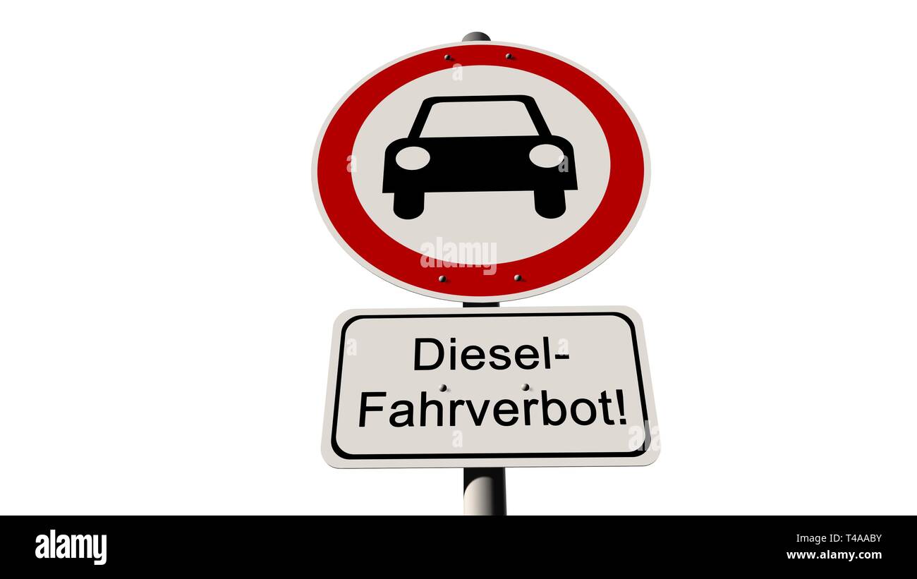 street sign diesel driving ban in germany isolated on white Stock Photo ...