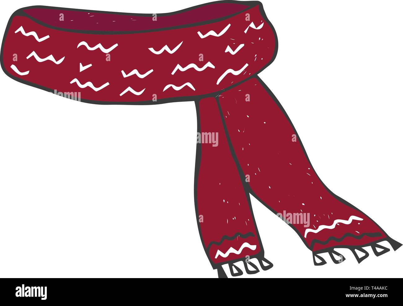 Red scarf illustration color texture cloth element drawing on white ...