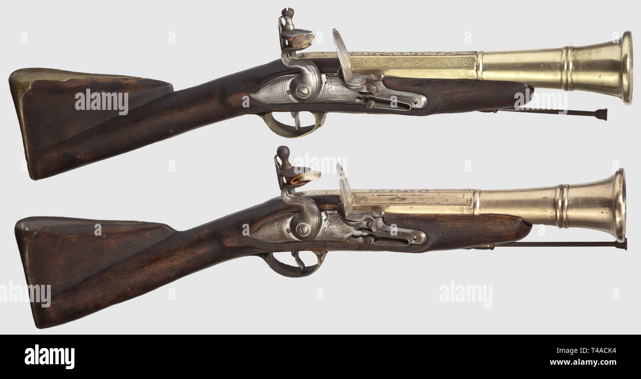Civil long arms, flintlock and caplock, two flintlock blunderbusses ...