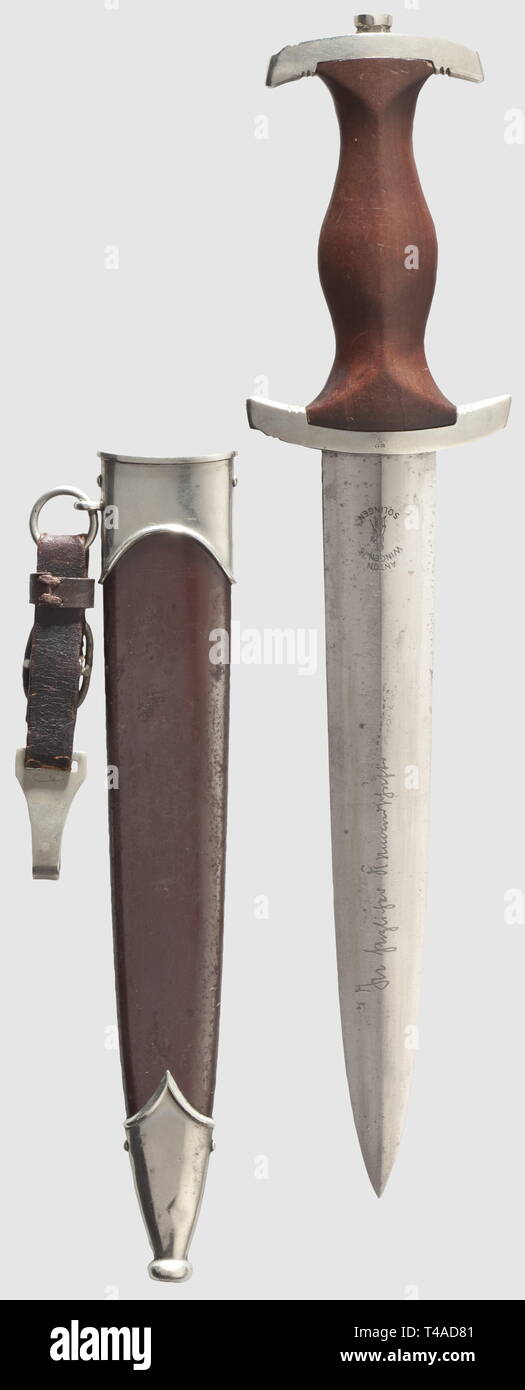 A model 1934 SA honour dagger with partially ground Röhm dedication ...