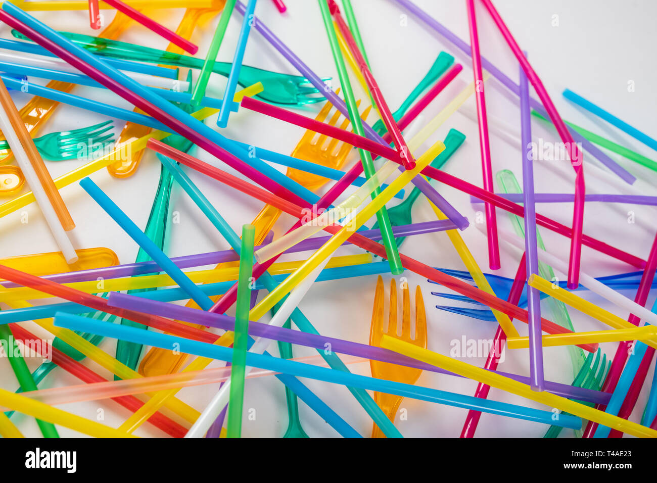 Dangerous and harmful bright straws being thrown on the floor Stock ...