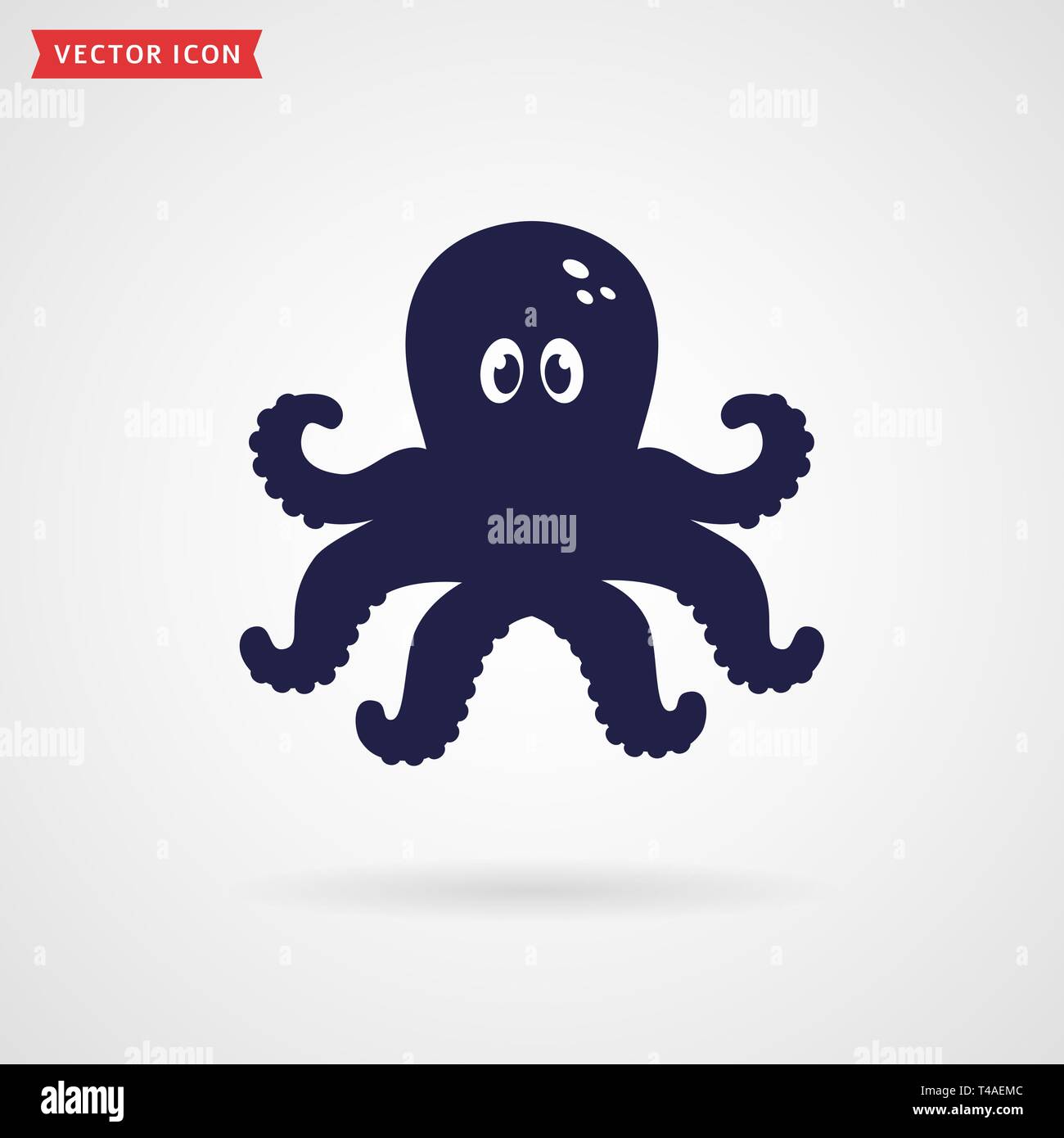 Cute octopus icon isolated on white background. Sea and underwater ...
