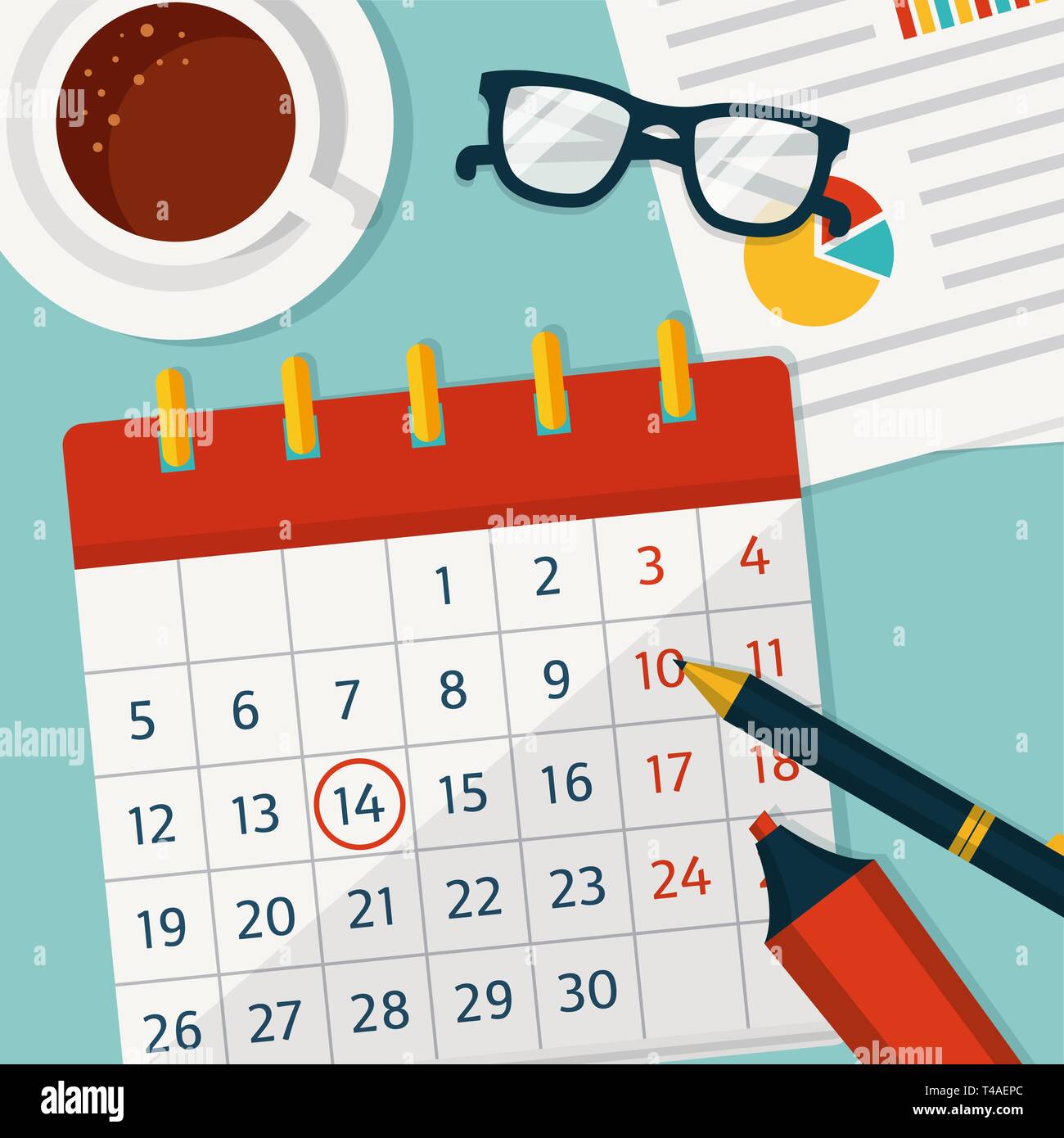 Month planning on the calendar. Vector background. Banner with calendar ...