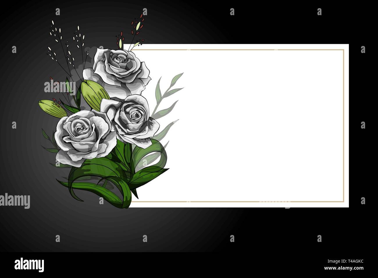 White Roses Background Frame