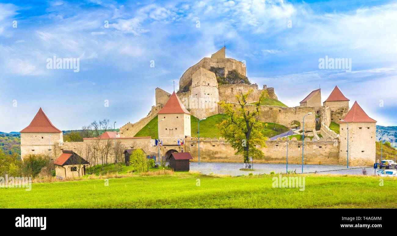 Medieval Fortress Rupea, Brasov landmark, Transylvania, Romania Stock ...