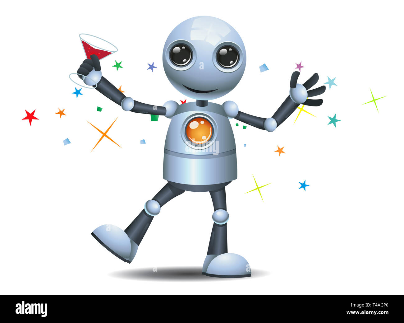 illustration of a little robot dancing on party on isolated white ...