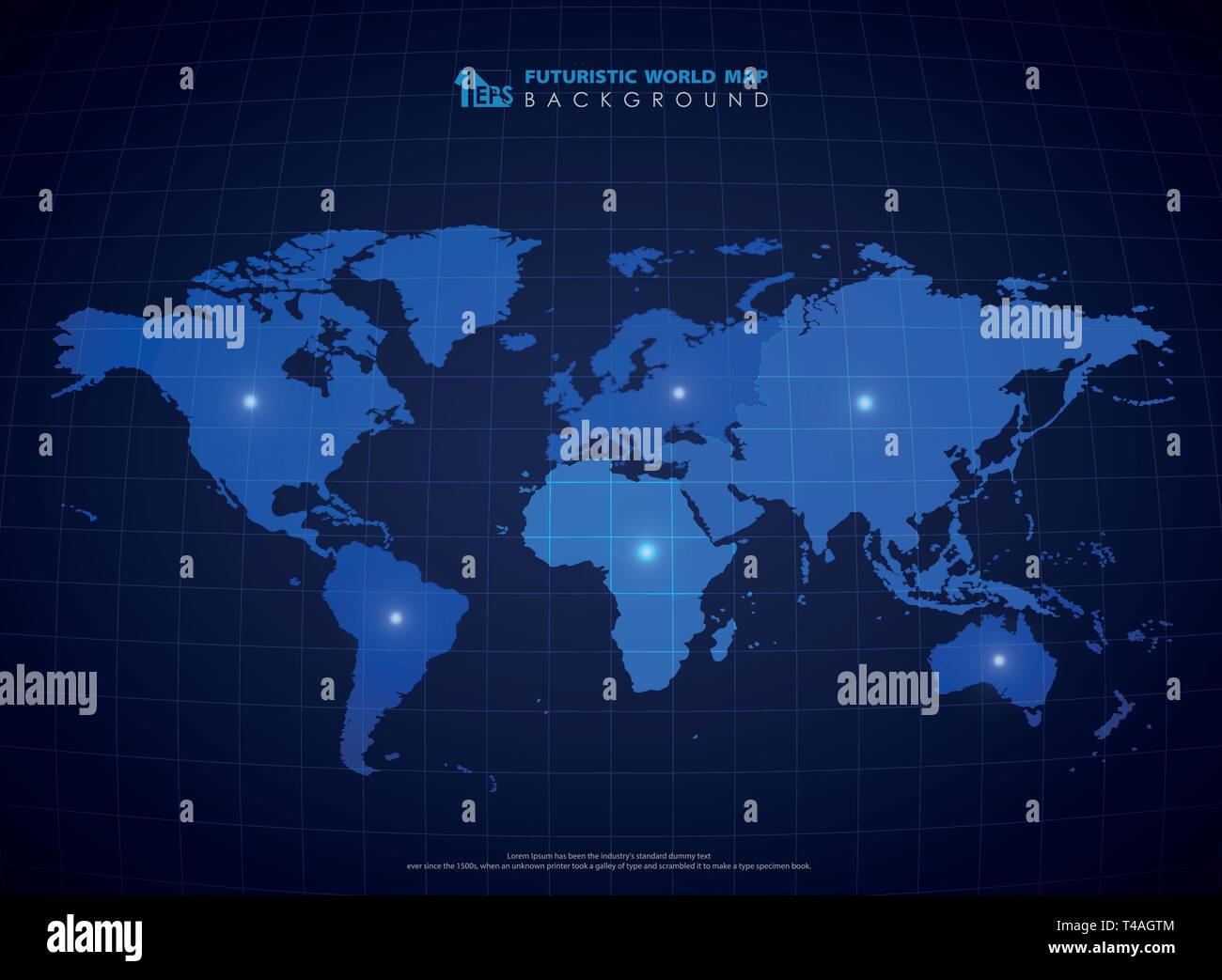 Futuristic blue world map background of technology. You can use for ...