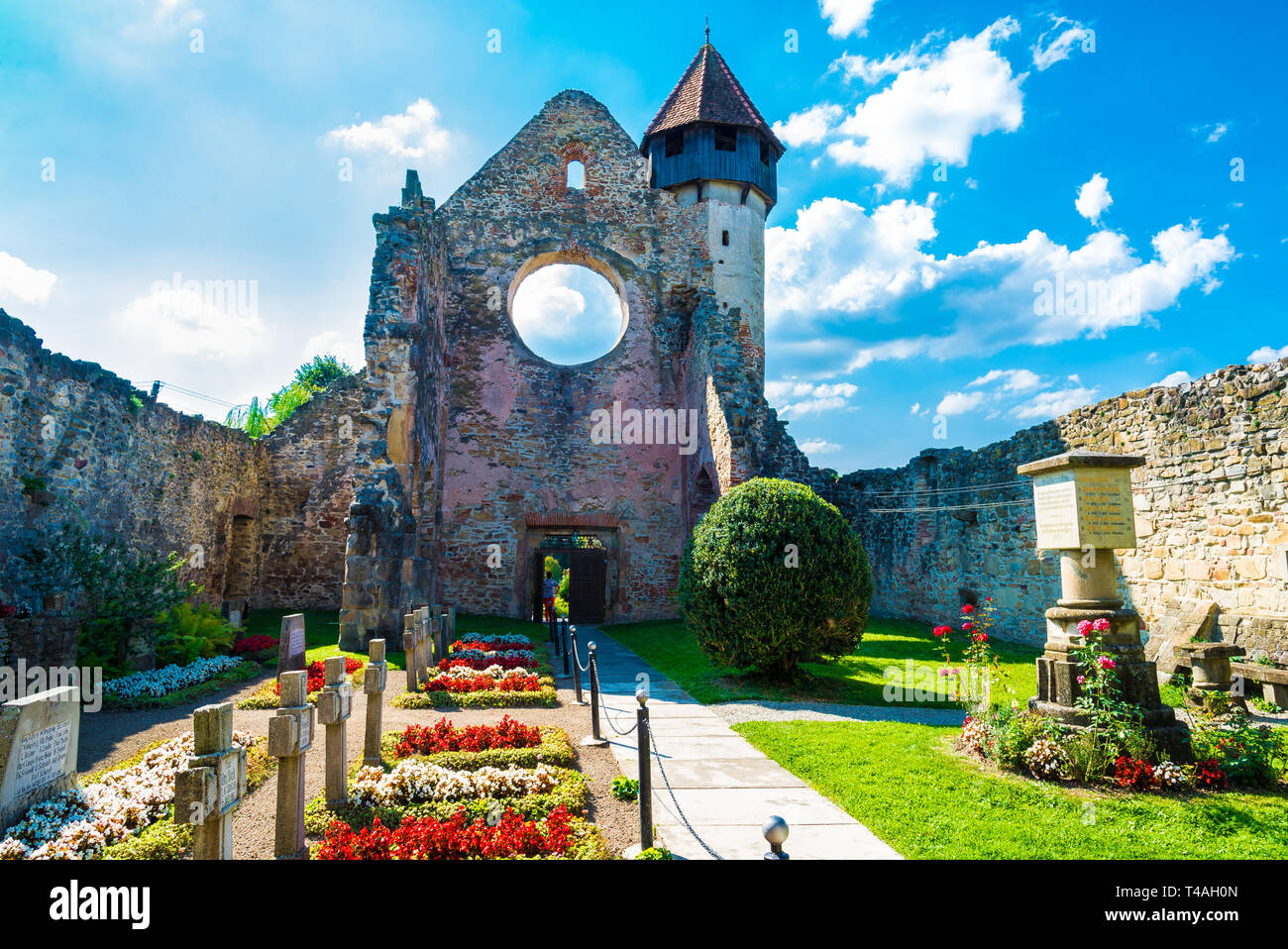 Ruins monastery of medieval cistercian abbey in Transylvania, Romania ...