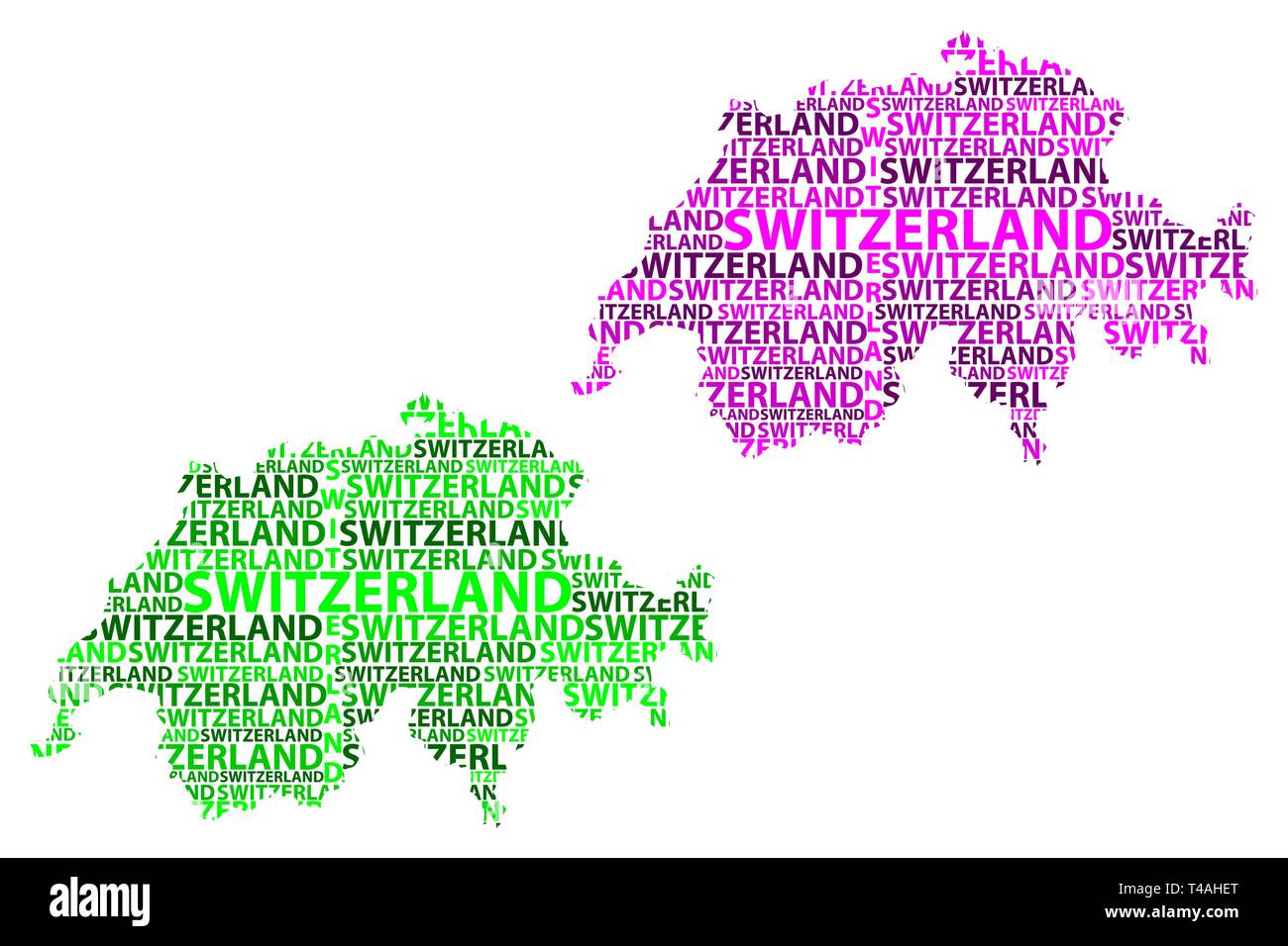 Sketch Switzerland letter text map, Swiss Confederation - in the shape ...